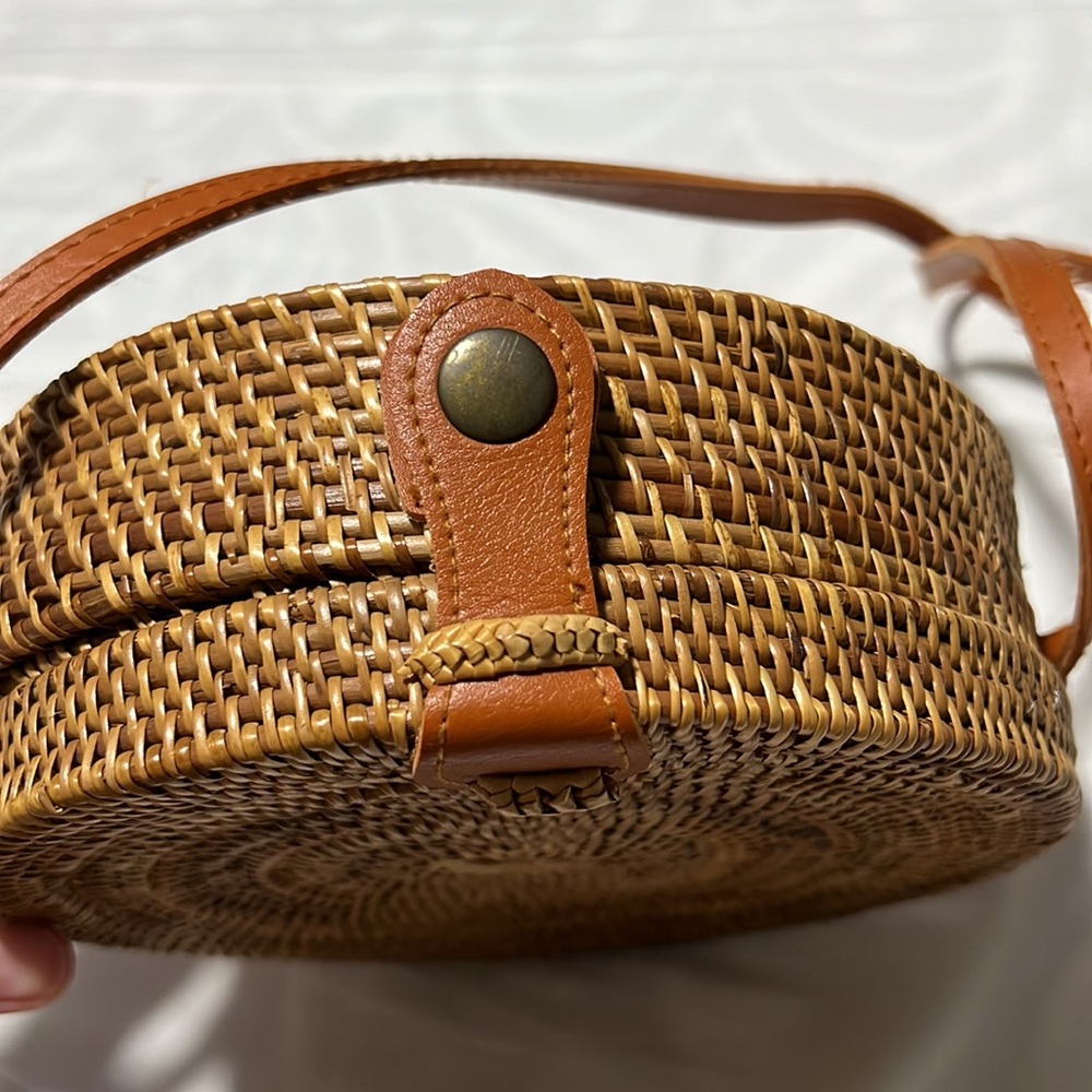 Rattan Round Brown Crossbody Bag - Gem